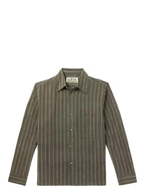 KARTIK RESEARCH Box Striped Cotton Shirt - Green