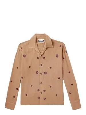 KARTIK RESEARCH Box Embroidered Appliquéd Cotton Shirt - Neutrals