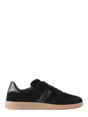 TOM FORD Leather-trimmed Suede Sneakers - Black