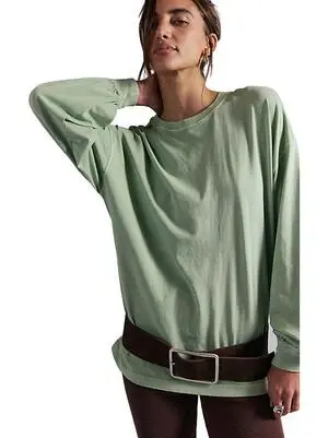 Free People We The Free Perfect Oversized Long Sleeve Top - Soft Moss