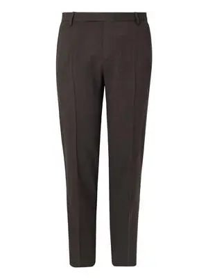 Sunspel Straight-leg Textured Wool-blend Suit Trousers - Brown
