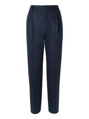 Sunspel Boiled Wool Straight-leg Pleated Suit Trousers - Blue