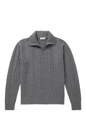 PIACENZA CASHMERE 1733 Textured Cashmere Half-zip Sweater - Gray