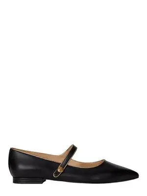 Ralph Lauren Londyn Metallic-trim Leather Mary Jane - Black/antique Gold