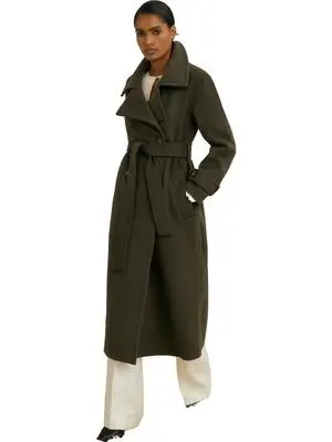REISS Scarlett Atelier Wool Belted Coat - Khaki