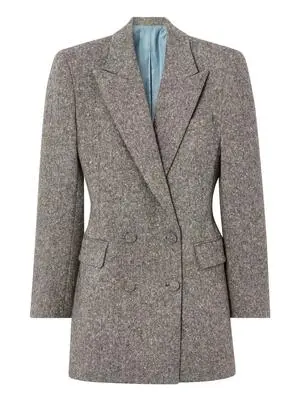 Valentino Garavani Double-breasted Tweed Blazer - Gray
