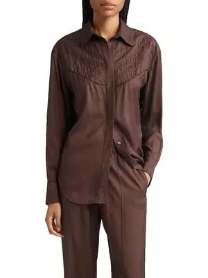 GOLDEN GOOSE Journey Quilted Yoke Button-up Shirt - Coffee Bean