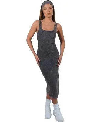 VITALITY Cloud II Rib Basic Midi Dress Iron Washed