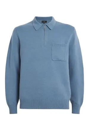 Vince Wool-blend Polo Sweater - Blue