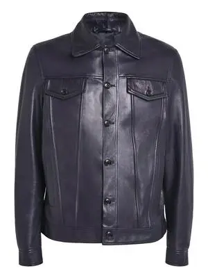BRETT JOHNSON Lamb Leather Jacket - Navy