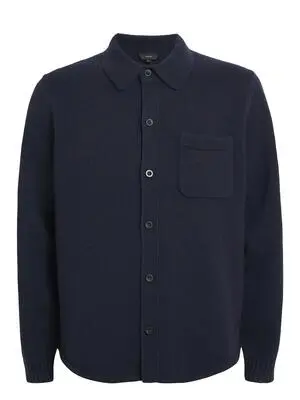 Vince Wool Chest Pocket Cardigan - Navy