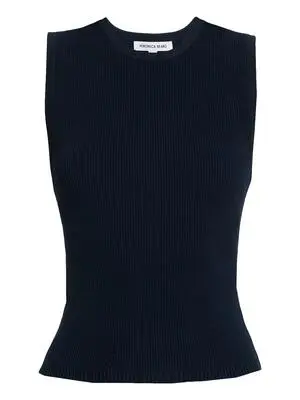 Veronica Beard Sid Ribbed Tank Top - Navy