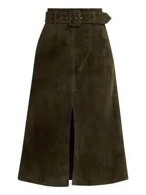 VERONICA BEARD Alexie Suede Midi Skirt