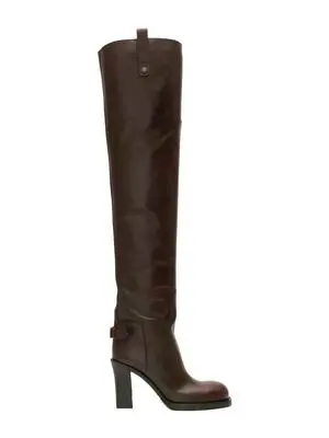 Burberry 85mm Cavalier Calf-leather Thigh-high Boots - Brown