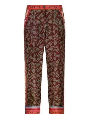 FRANCO FERRARI Floral-print Side-stripe Trousers - Red