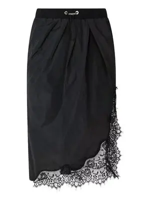Pinko Lace-trim Gathered Skirt - Black