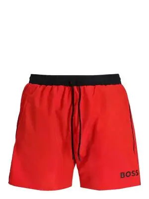 BOSS Drawstring Swim Shorts - Red