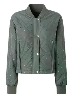 Pinko Quilted Embellished Bomber Jacket - Green