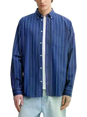 LES DEUX Kent Pinstripe Oxford Shirt - Blue