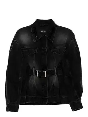 Simone Rocha Embellished Sculpted Denim Jacket - Black