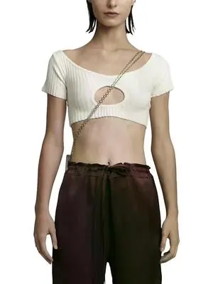 GLORIA COELHO Cut-out Ribbed Top - White