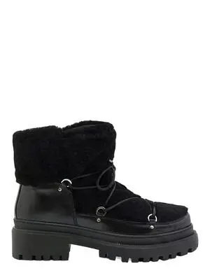 YVES SALOMON 45mm Shearling Lace-up Boots - Black