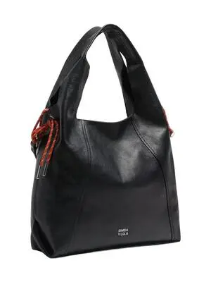 Bimba Y Lola Leather Drawstring Shoulder Bag - Black