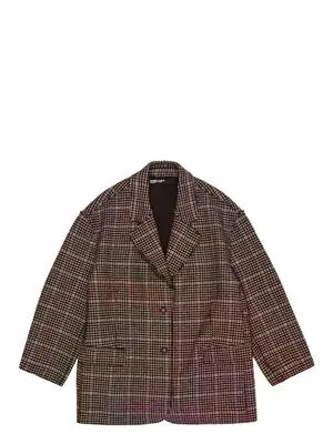 Bimba Y Lola Checked Frayed-edge Blazer - Brown