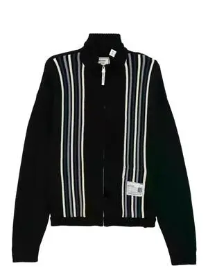 Mihara Yasuhiro Stripe-detail High-neck Cardigan - Black
