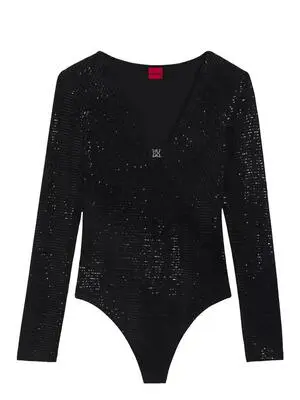 Hugo Sequin-embellished V-neck Bodysuit - Black