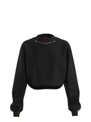 Hugo Chain-embellished Cropped Sweatshirt - Black