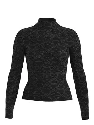 Hugo Floral-pattern Turtleneck Top - Black
