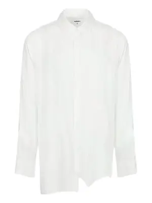 SULVAM Asymmetrical-hem Long-sleeve Shirt - White