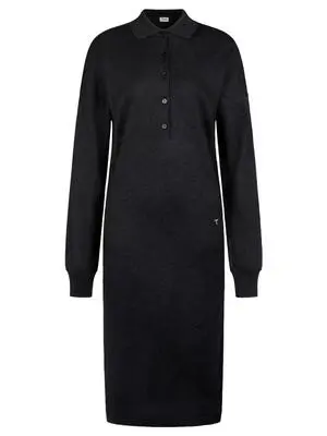 TOD'S Polo-neck Buttoned Midi Dress - Black