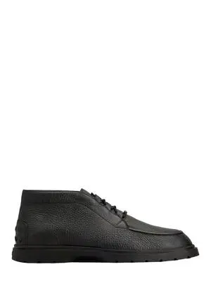 TOD'S Pebble-grain Leather Lace-up Boots - Black