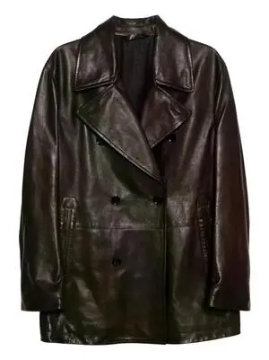 Brioni Double-breasted Leather Jacket - Brown