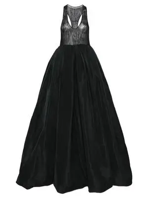 CHB CHRISTIAN BOARO Lace-insert Pleated Gown - Black