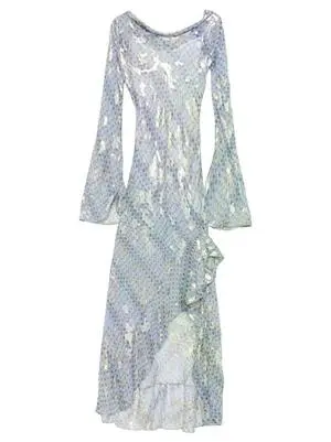MIAU BY CLARA ROTESCU Metallic-print Maxi Dress - Blue