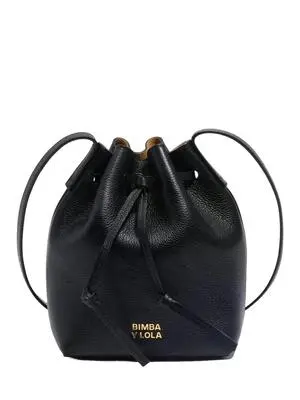 Bimba Y Lola Drawstring Leather Bucket Bag - Black