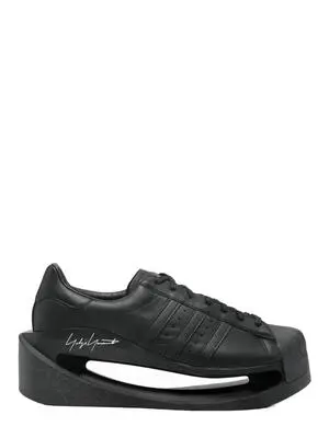 Y3 Platform Leather Trainers - Black