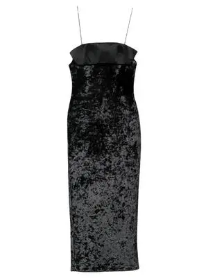CHB CHRISTIAN BOARO Crushed Velvet And Satin Panel Midi Dress - Black