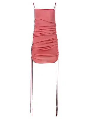 DION LEE Ribbed Drawstring Dress - Pink