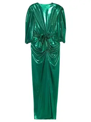 MIAU BY CLARA ROTESCU Mae Puff-sleeve Draped Dress - Green