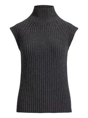 Ralph Lauren Ribbed High-neck Sleeveless Top - Grey