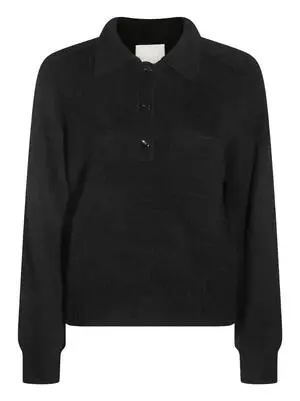 ALLUDE Polo-neck Patch-pocket Sweater - Black