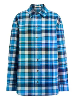 12 STOREEZ Checked Flannel Shirt - Blue
