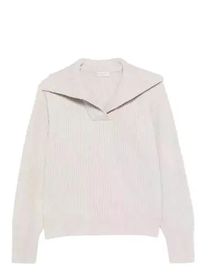 Brunello Cucinelli Ribbed Sailor-collar Sweater - Neutrals