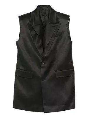 JEAN PAUL GAULTIER Sleeveless Satin Blazer - Black