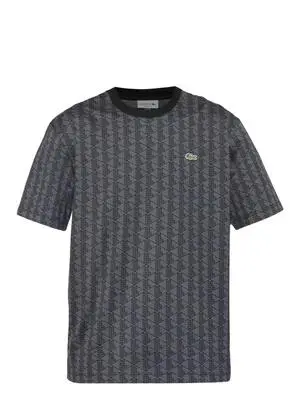 Lacoste Geometric-pattern Cotton T-shirt - Grey