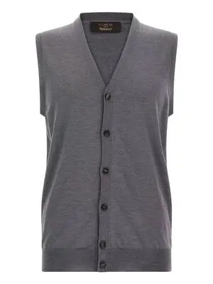 ZANONE V-neck Wool Blend Vest - Grey
